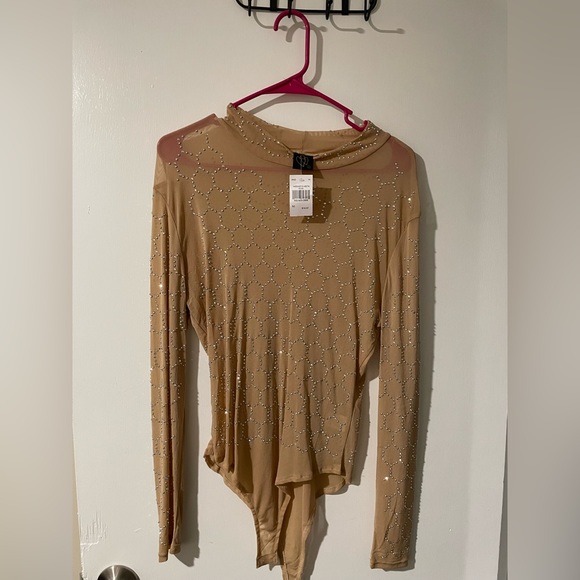 Tops Nude Bedazzled Bodysuit Poshmark
